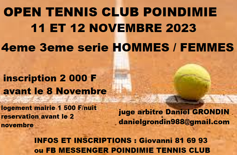 AFFICHE OPEN PDM 2023 | Ligue Caledonienne de tennis